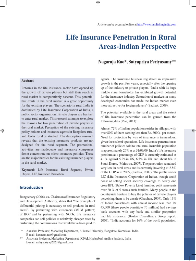 Life Insurance Penetration in Rural Areas-Indian Perspective | Download ...