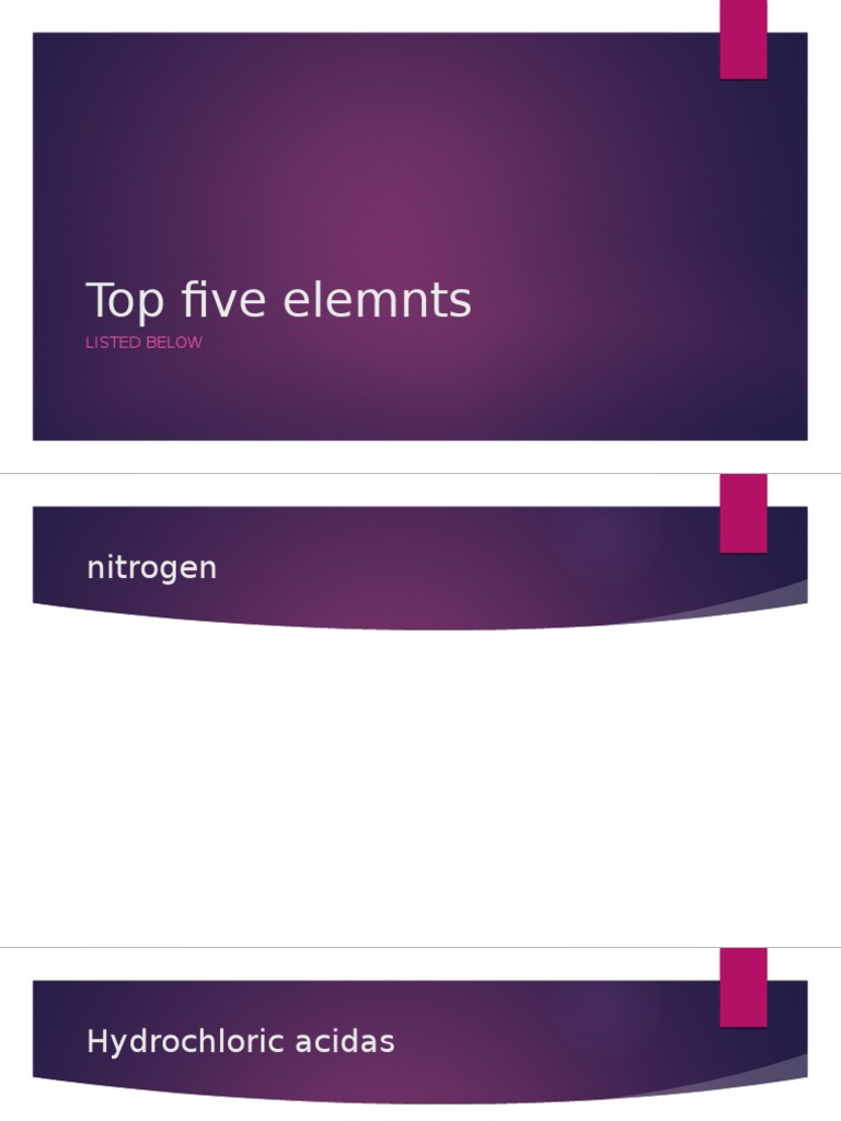 Top Five Elemnts: Listed Below | PDF