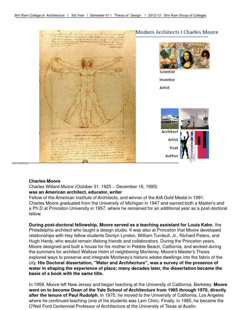 Post Modern Arch. Charles Moore | PDF | Architectural Design | Architecture