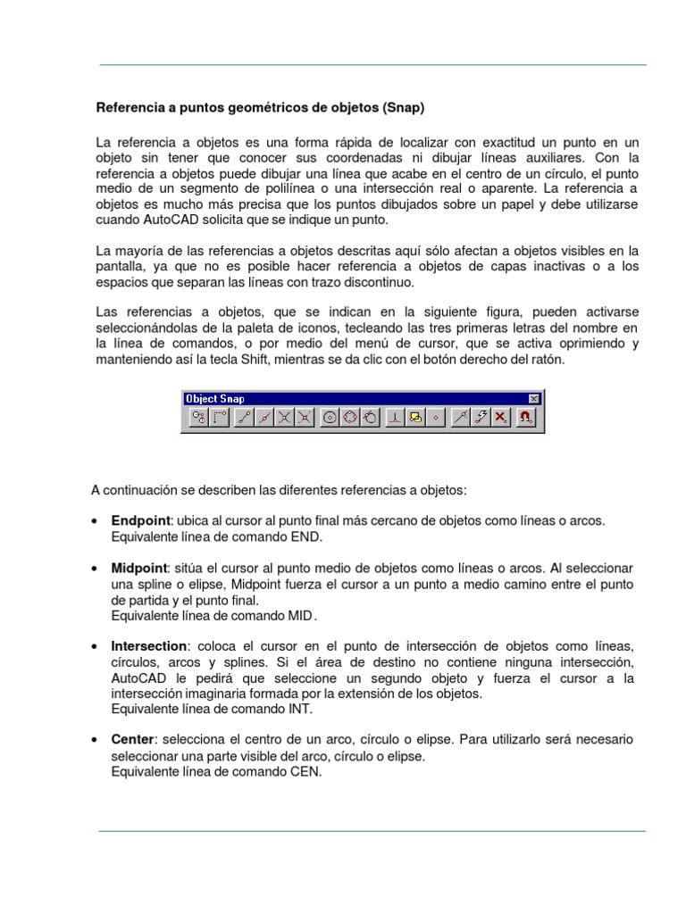 Comandos de Osnap en AutoCAD | PDF | Point and Click | Elipse
