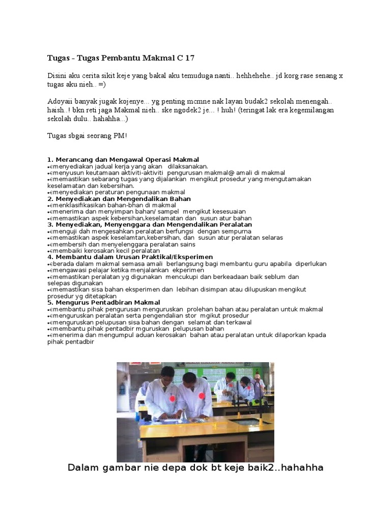 Tugas Pembantu Makmal | PDF