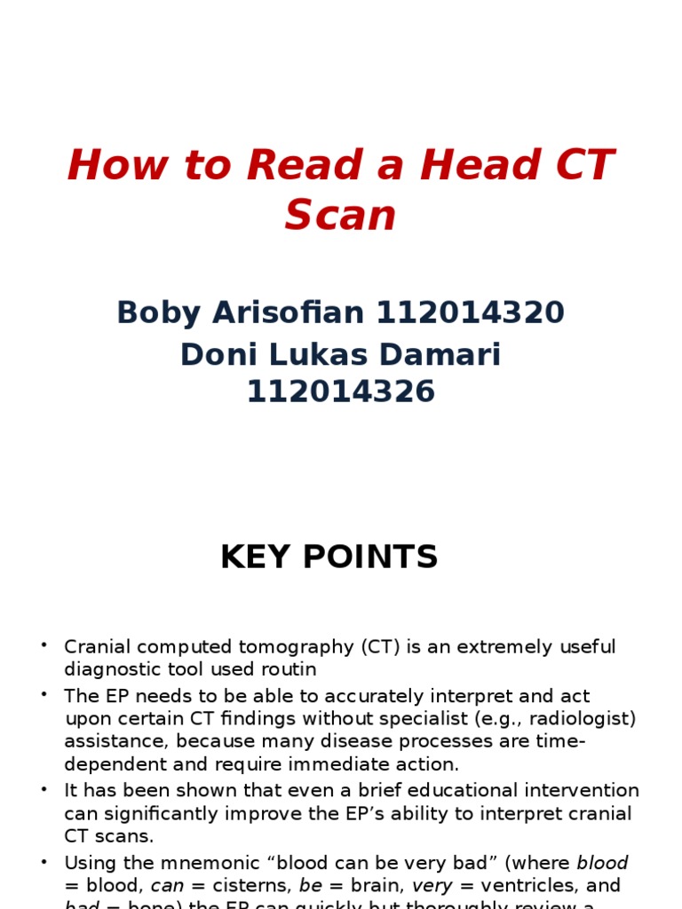 How To Read A Head CT Scan | PDF | Ct Scan | Neurology