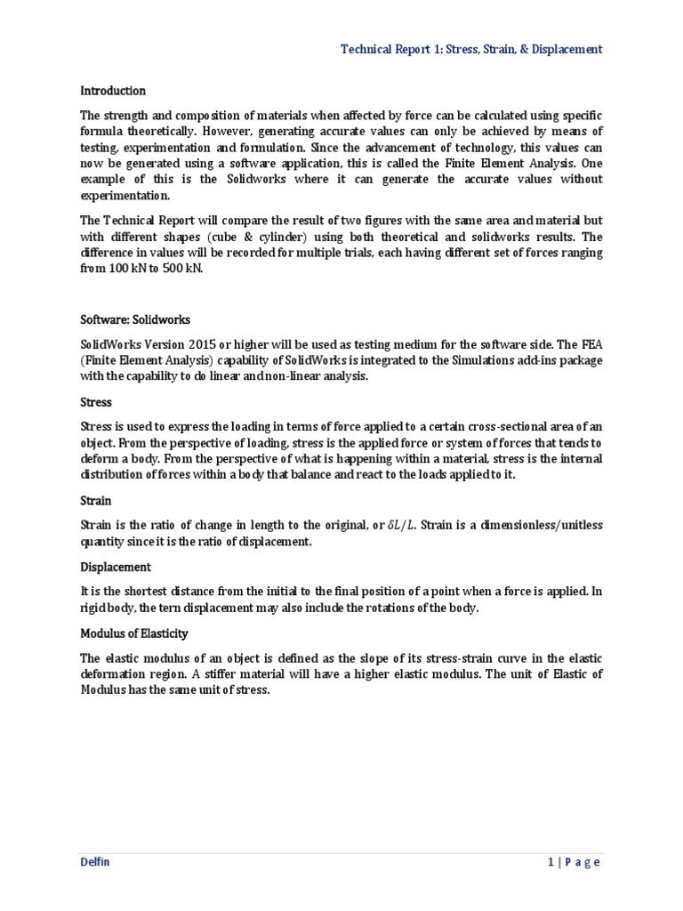 Technical Report For Solidworks | PDF | Elasticity (Physics) | Yield ...