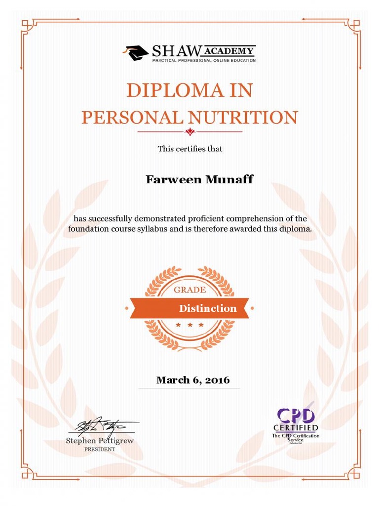 Shaw Academy Diploma Certificate PDF | PDF