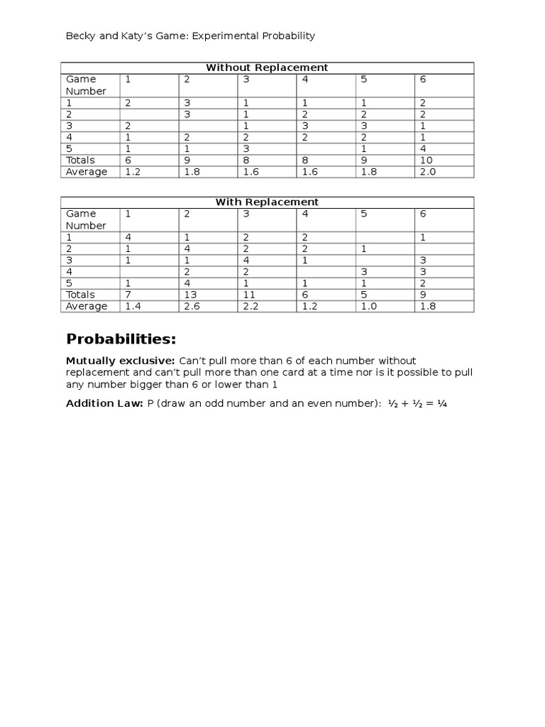 Probability Experiments | PDF
