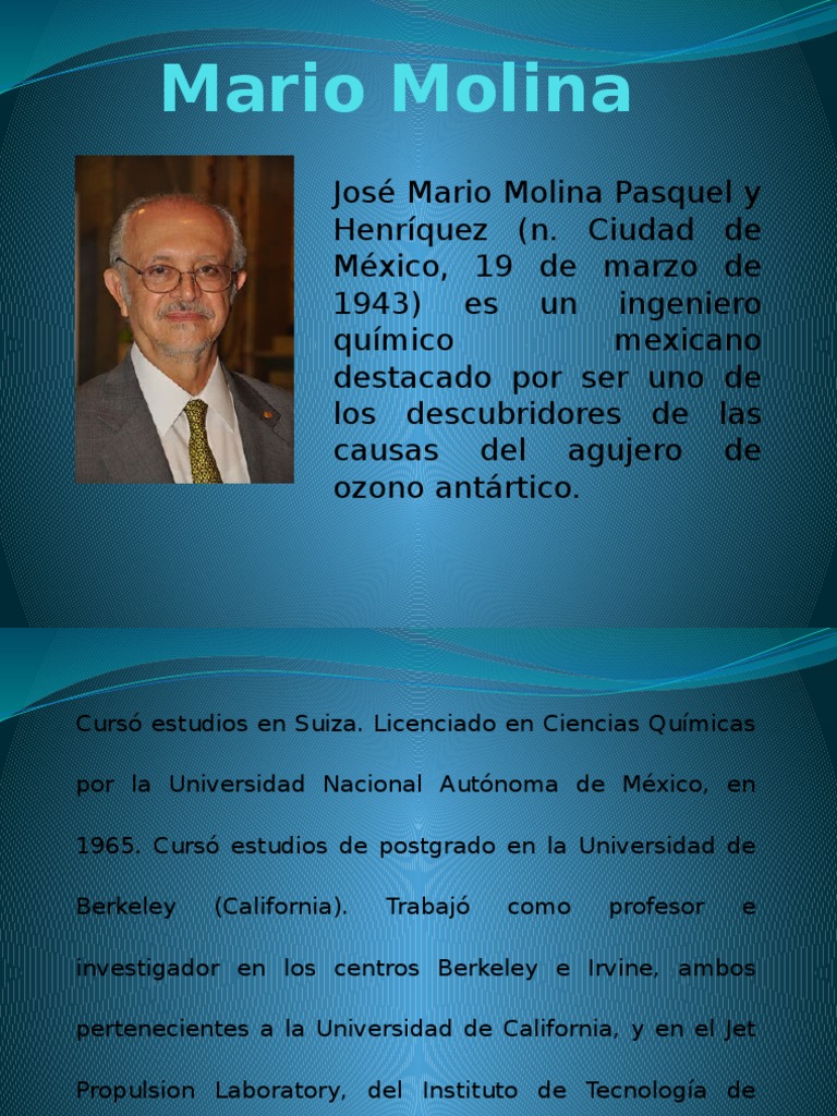 Biografía de Mario Molina y sus aportaciones | PDF