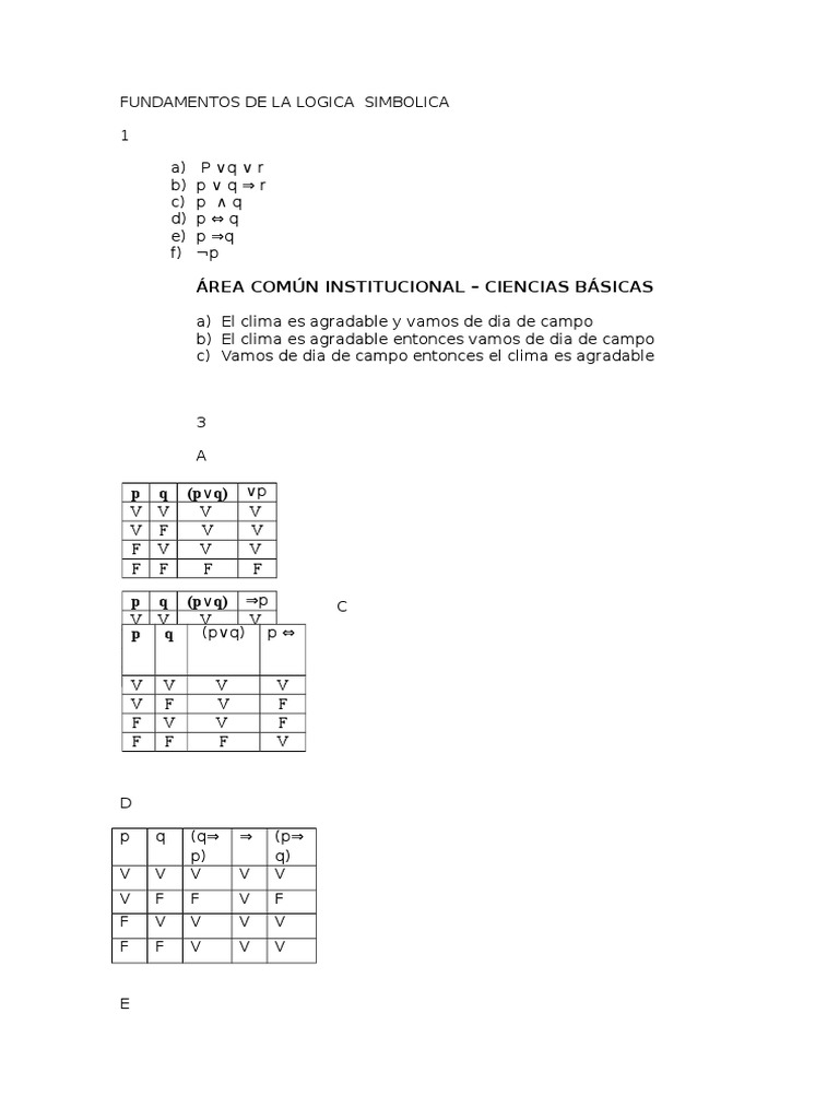 Fundamentos de La Logica Simbolica | PDF