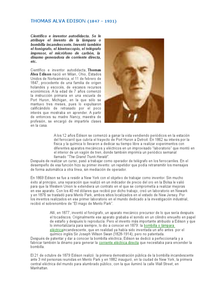 Thomas Alva Edison | PDF | Madre Teresa | Thomas Edison