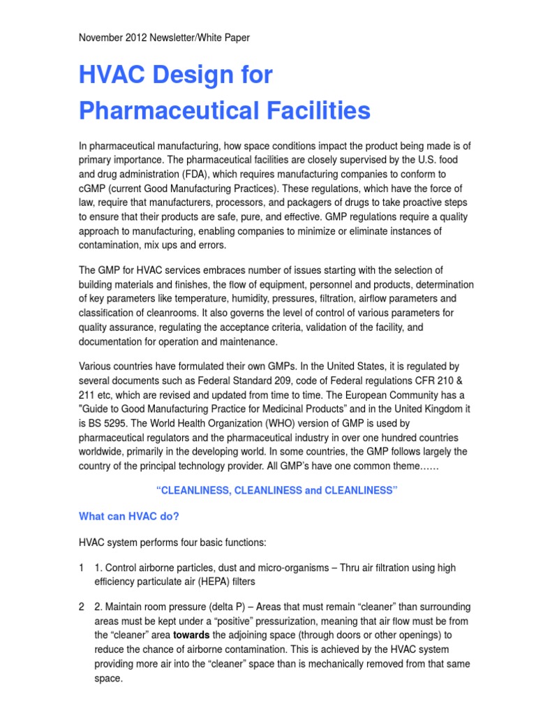 HVAC Essentials for Pharma Facilities | PDF | Technology & Engineering
