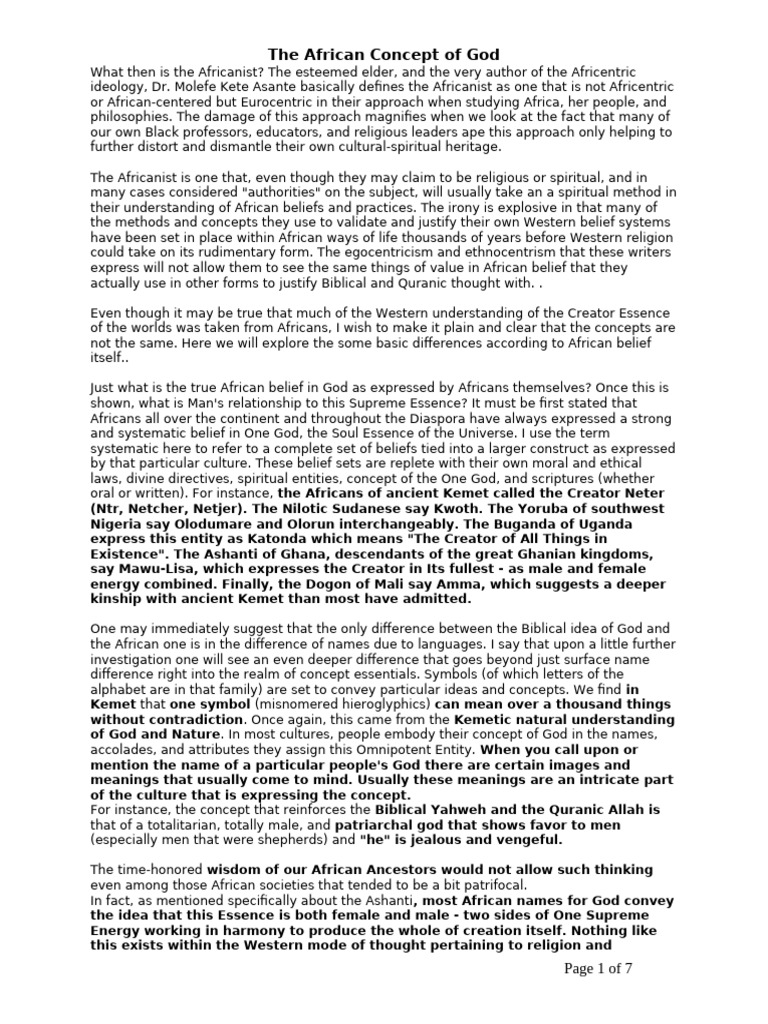 The African Concept of God | PDF | God | Afrocentrism