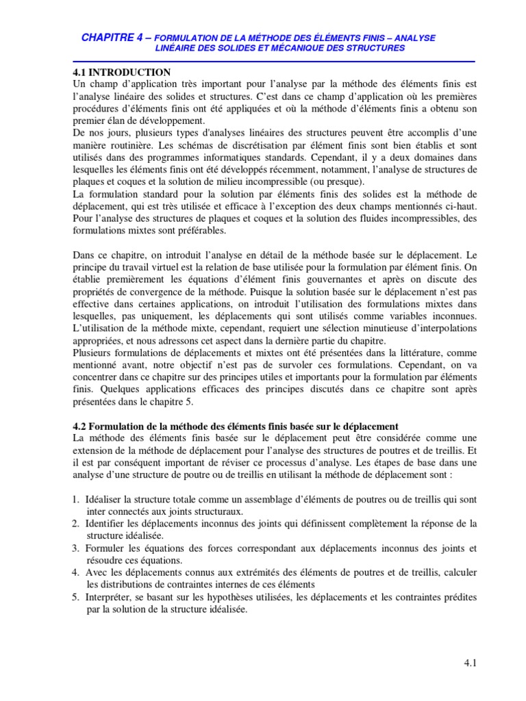 Methode Des Élements Finis | PDF | Méthode des éléments finis | Treillis (assemblage)