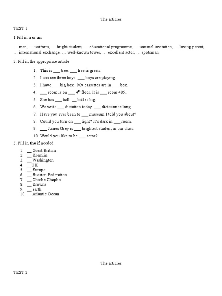 Articles Tests | PDF | London | United Kingdom