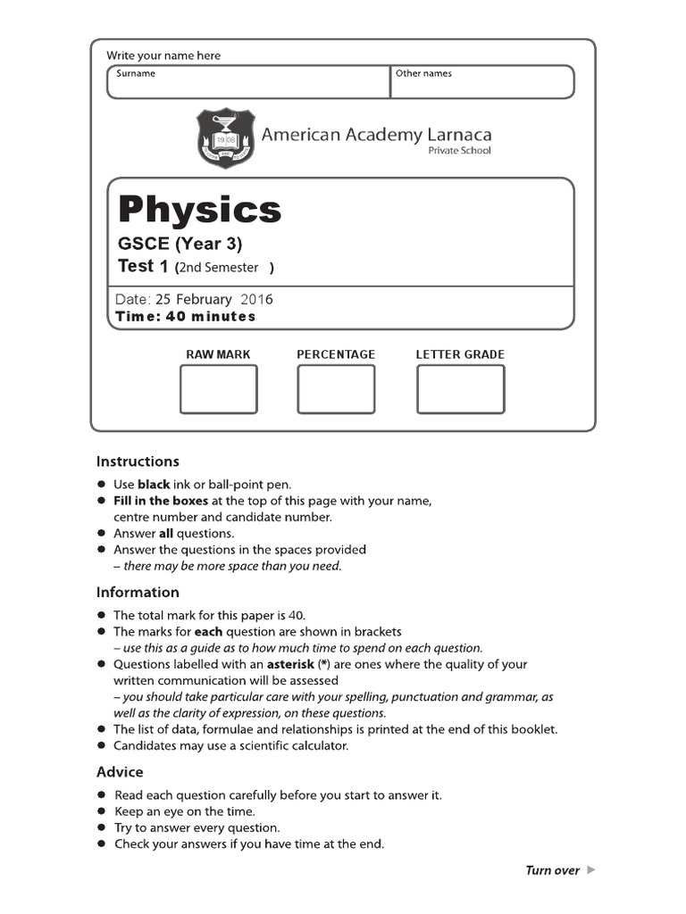 Edexel GCSE (9-1) Science CP1 Motion and CP2 Forces and Motion Test 15 ...