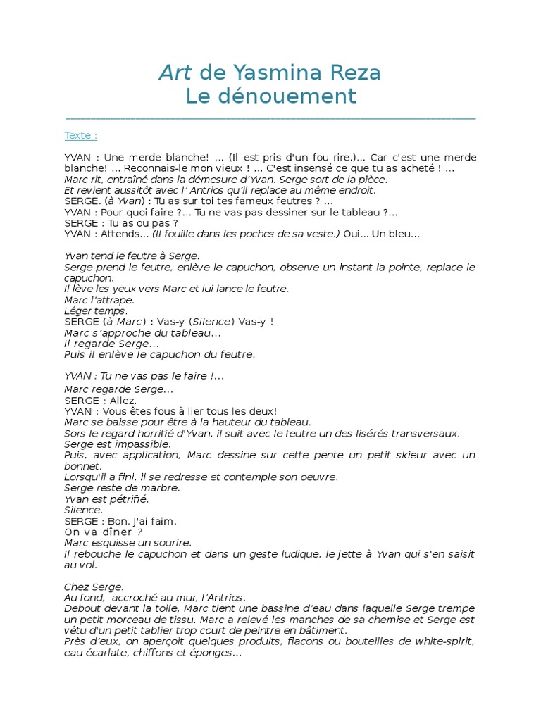 Art de Yasmina Reza | PDF | Art | Poésie