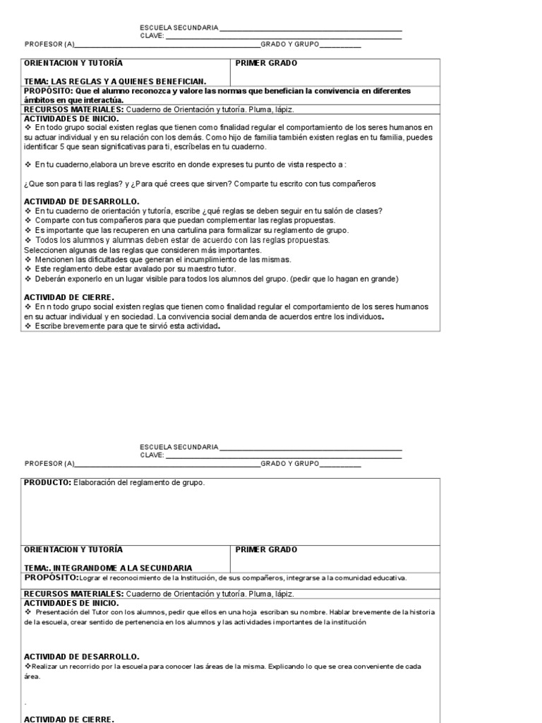 Actividades de Tutoría Escolar | PDF | Comportamiento | Aprendizaje