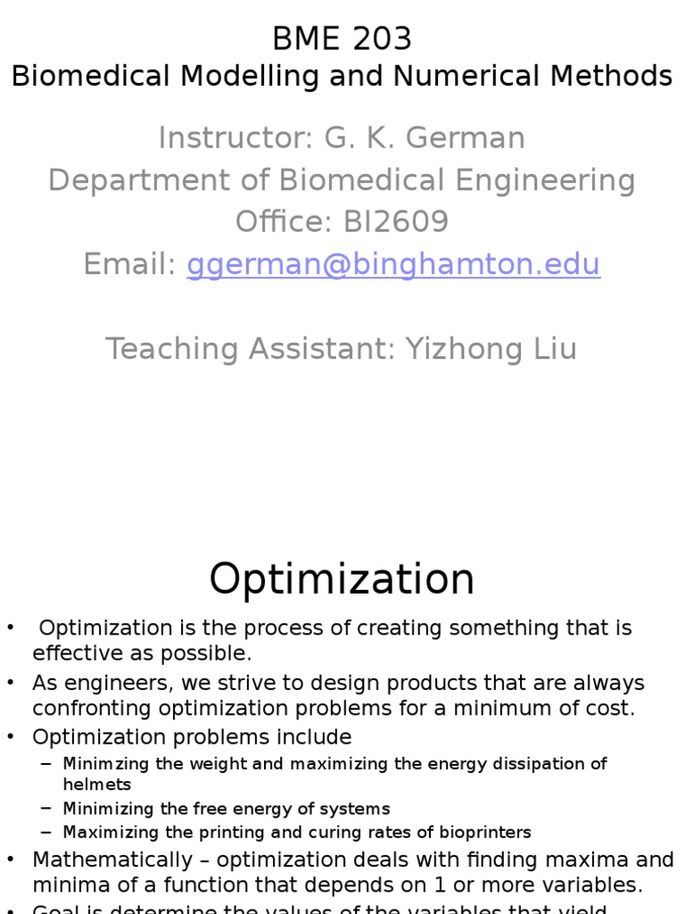 BME203 Numerical Methods | PDF | Maxima And Minima | Mathematical Optimization