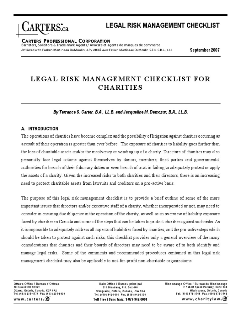 Charity Audit Checklist | Charitable Organization | Lease