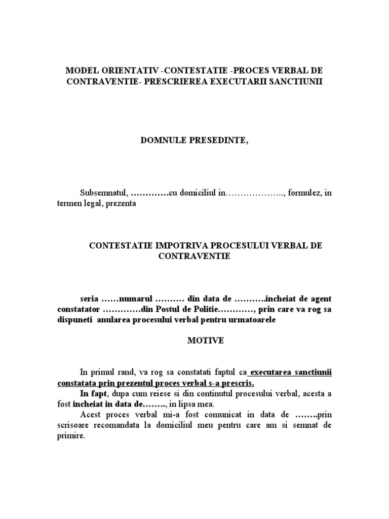 Model contestatie proces verbal