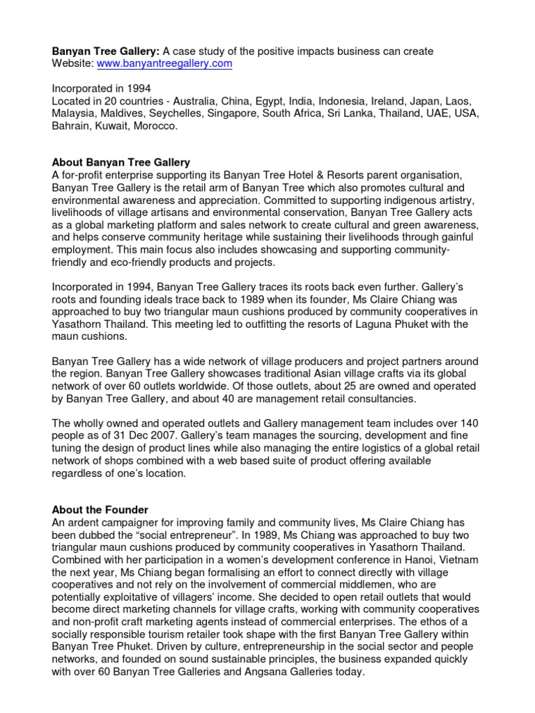 Case Study - Banyan Tree Gallery | PDF | Thailand | Retail
