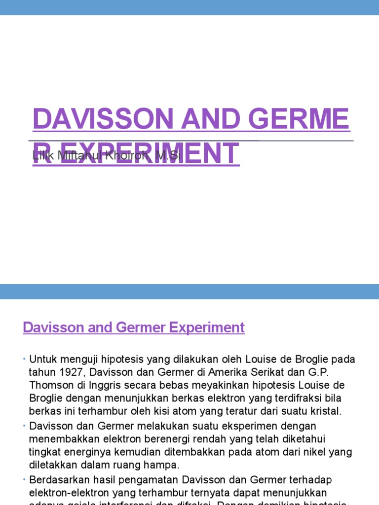 Davisson and Germer Experiment | PDF