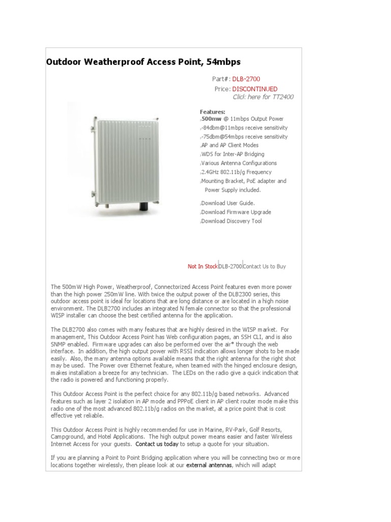 Outdoor Weatherproof Access Point | PDF | Wireless Access Point ...