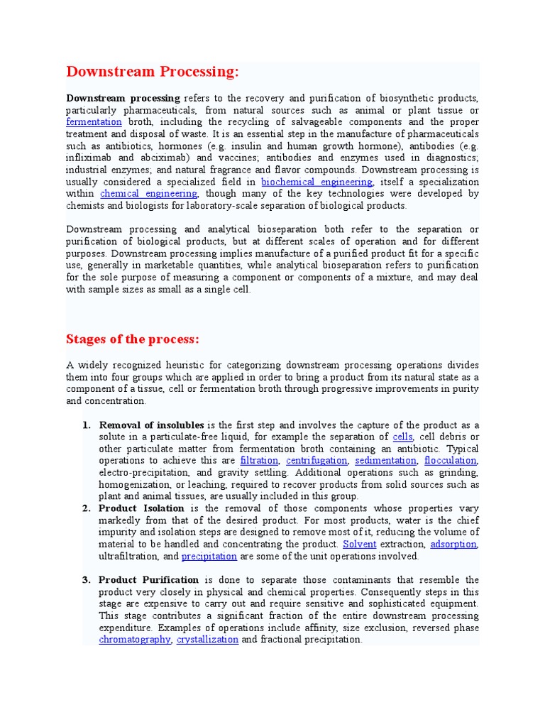 Downstream Processing | PDF | Separation Processes | Laboratories