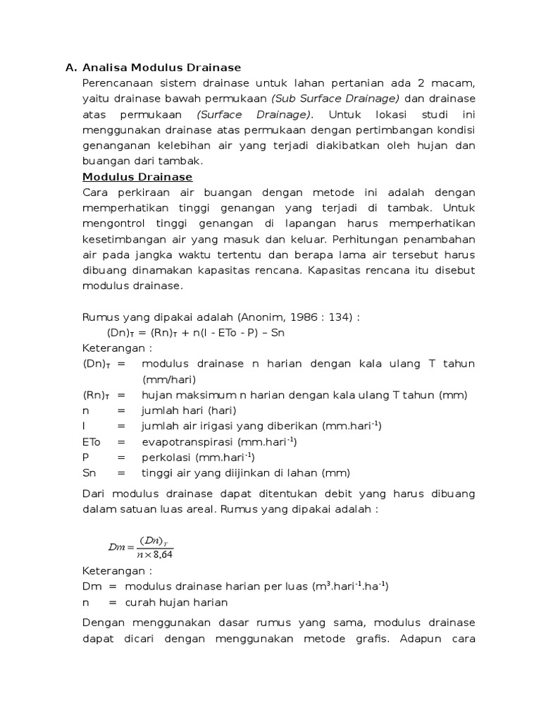 Analisa Modulus Drainase | PDF | Metode & Bahan Ajar | Sains & Matematika