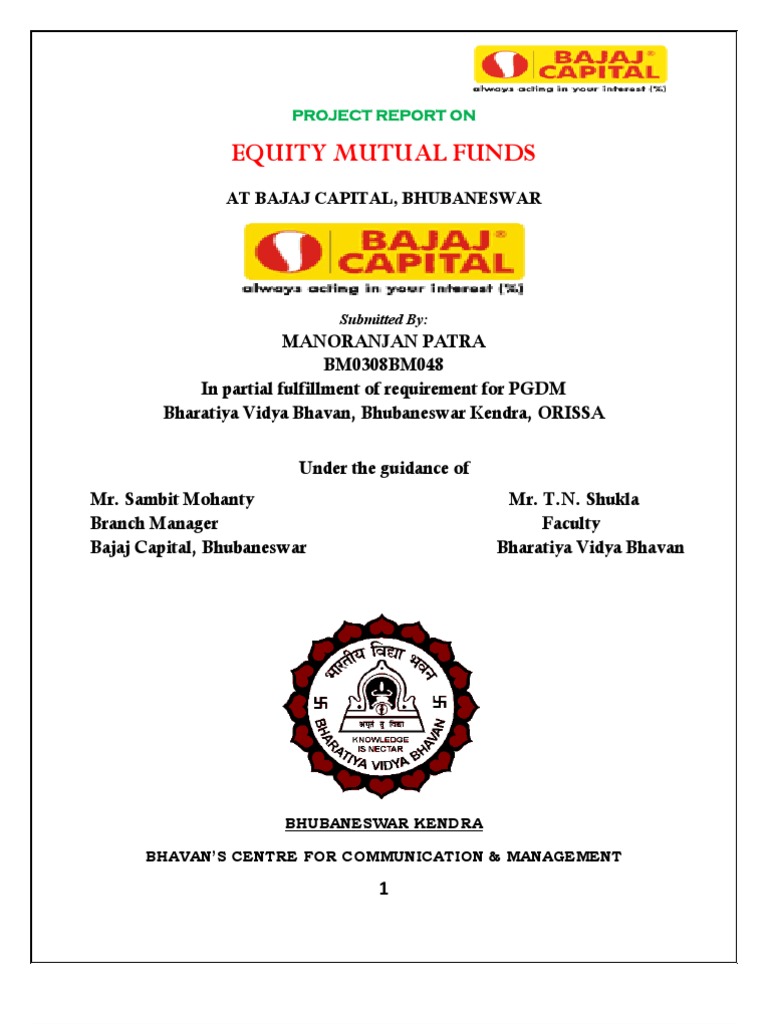 Equity Mutual Funds Project Report | PDF | Mutual Funds | Investing