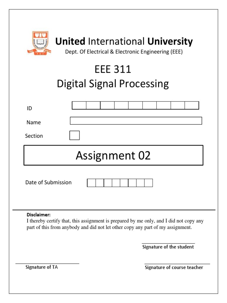 Assignment 02: EEE 311 Digital Signal Processing | PDF | Teaching ...