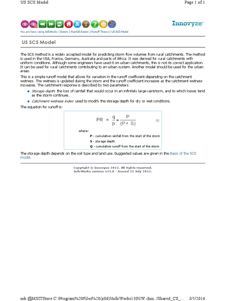 US SCS Model: Storage Depth Catchment Wetness Index | PDF | Technology ...
