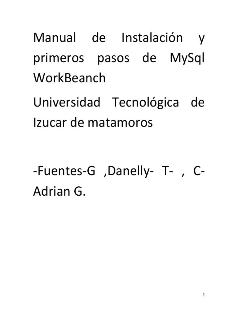 Manual de Instalacion y Primeros Pasos de Mysql Work Beanch | PDF | Ventana (informática ...