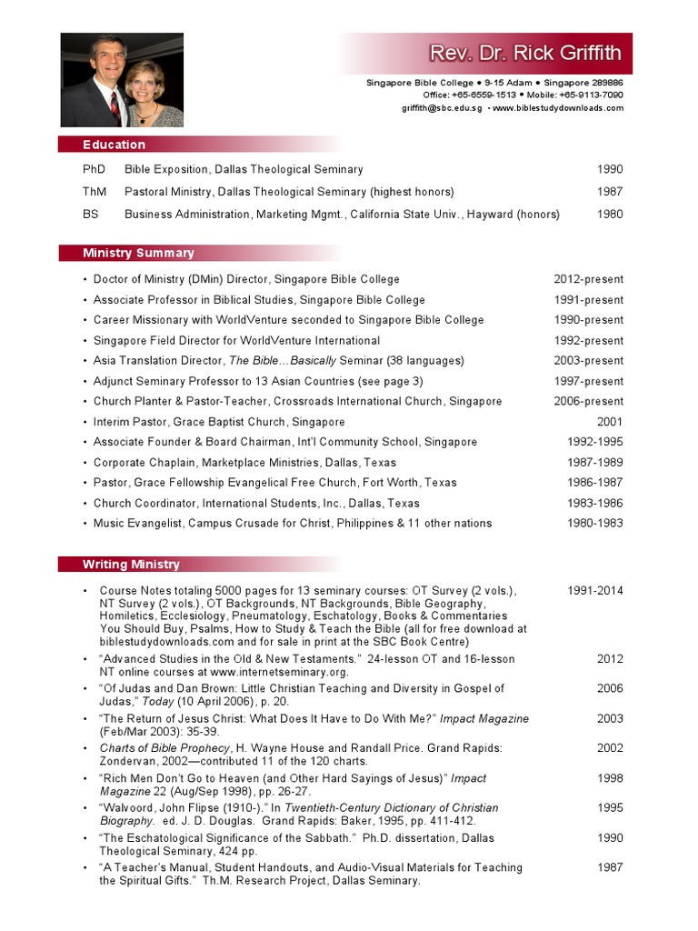 DR Rick Griffith CV Jan 2015 | PDF | New Testament | Ancient ...