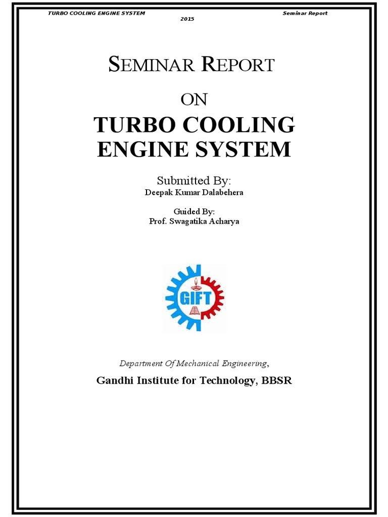 Report On Turbo Cooling System | PDF | Radiator | Internal Combustion ...