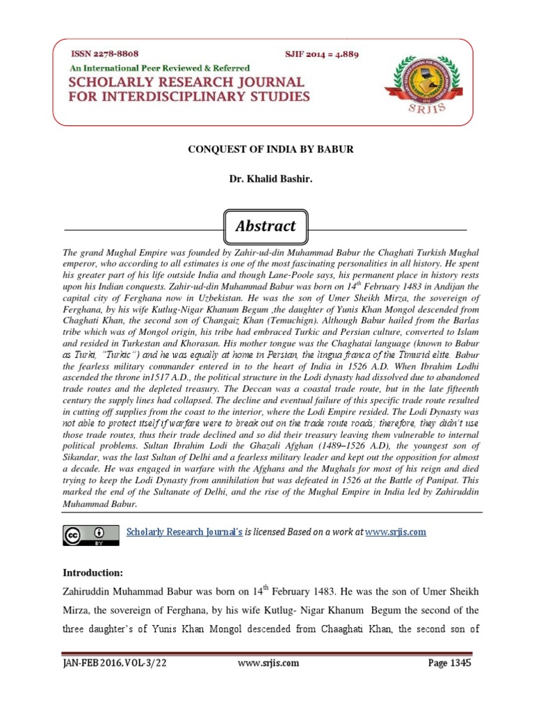 Conquest of India by Babur | PDF | Mughal Empire | Armed Conflict