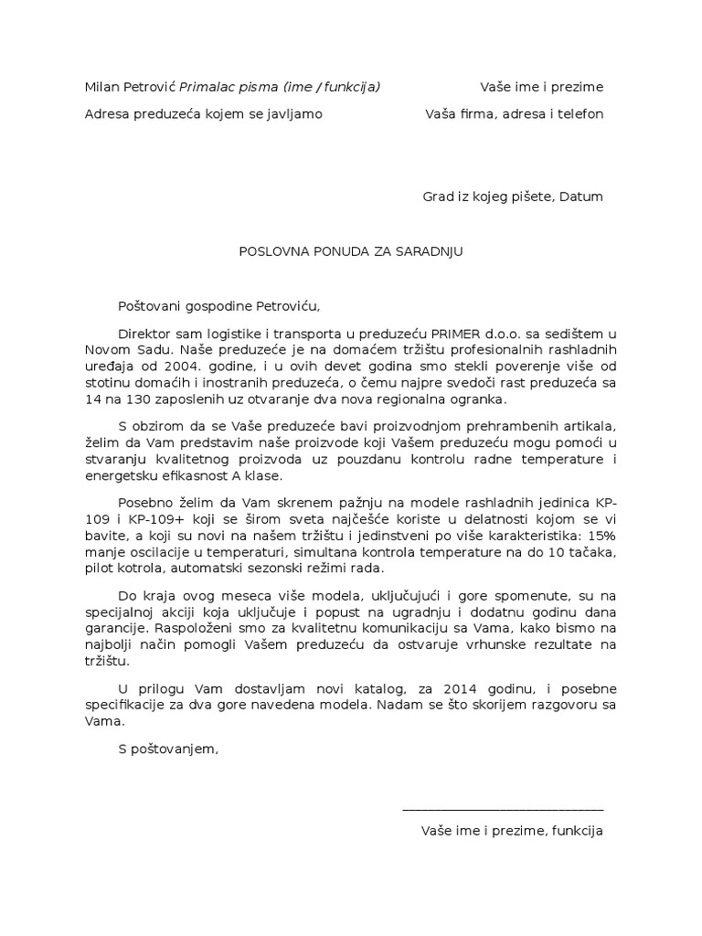Poslovna Ponuda Pismo | PDF