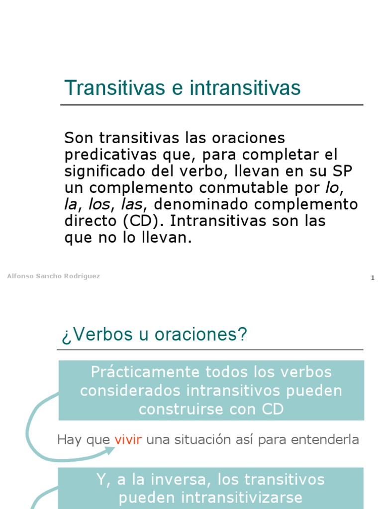 Oraciones Transitivas e Intransitivas (II) | PDF
