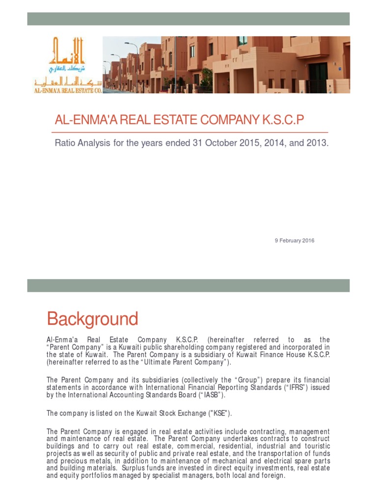 Al-Enma'a Real Estate Financial Ratios Analysis | PDF | Margin (Finance ...