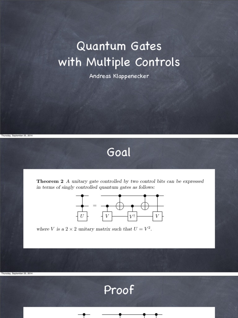 Quantum Gates With Multiple Controls: Andreas Klappenecker | PDF ...