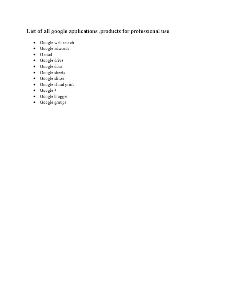 List of All Google Applications | PDF