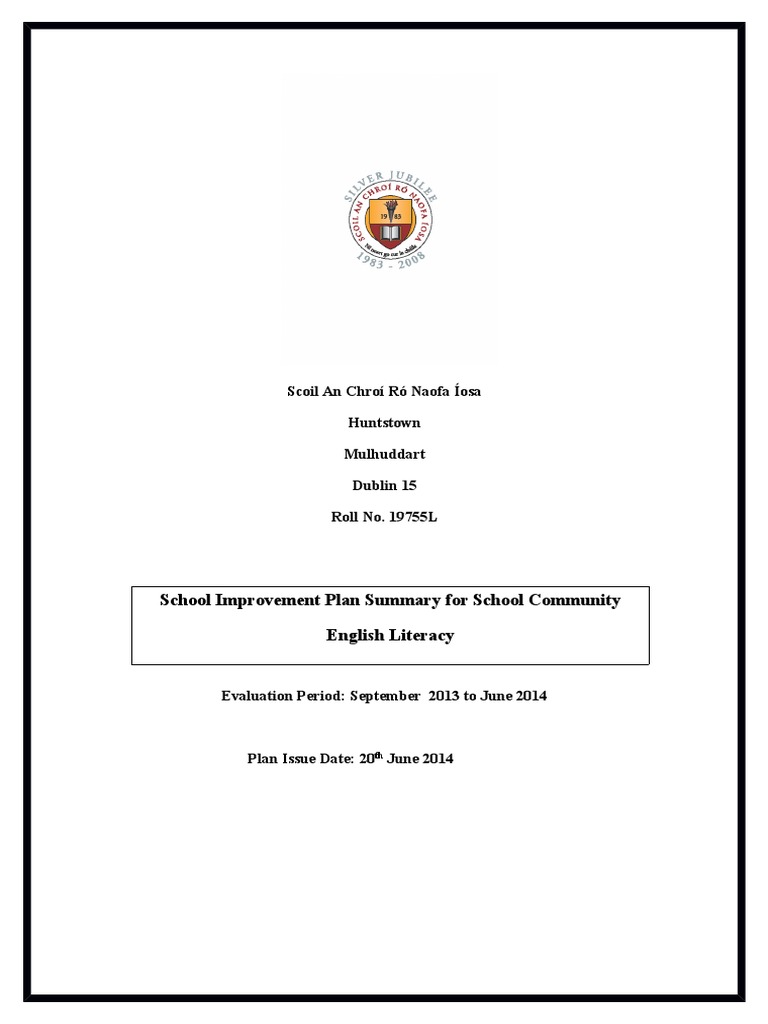 English Performance Improvement Plan | PDF | Literacy | Standardized Tests