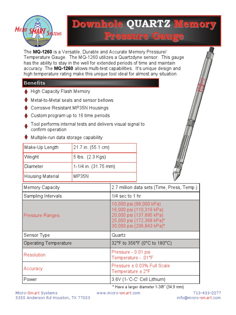 Durable Quartz Memory Pressure Gauge | PDF