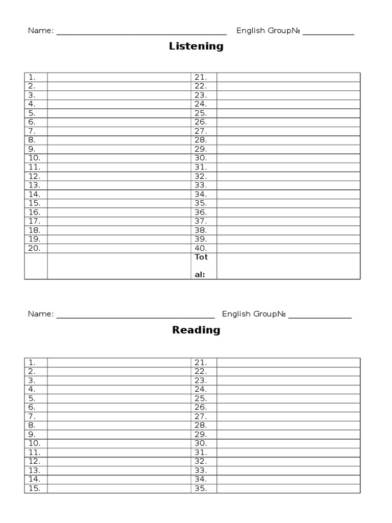 Answer Sheets | PDF | Language Arts & Discipline