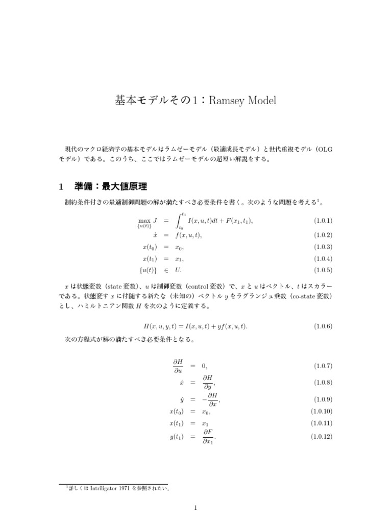 Studying The Ramsey Model | PDF
