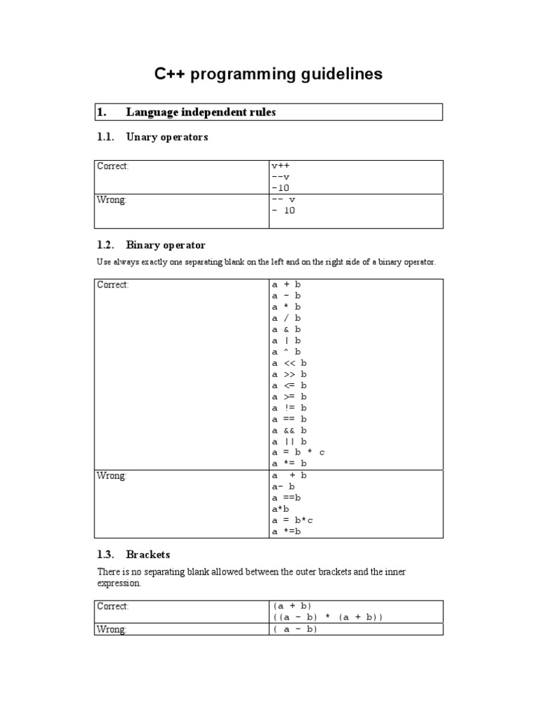 C++ Programming Guidelines | PDF | Method (Computer Programming ...