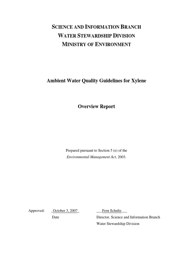 Xylene | PDF | Water Quality | Water