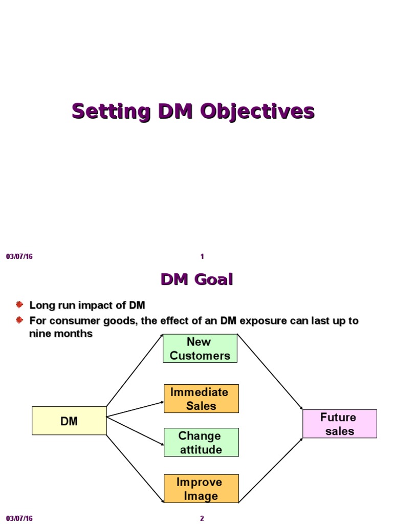 DM Obj Goals Dagmar Models | PDF | Target Audience | Behavior