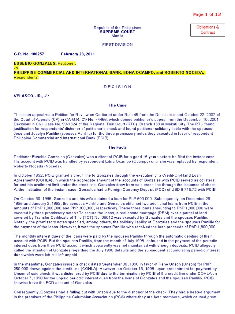 PCIB liable for damages over unjust check dishonor | PDF | Damages ...