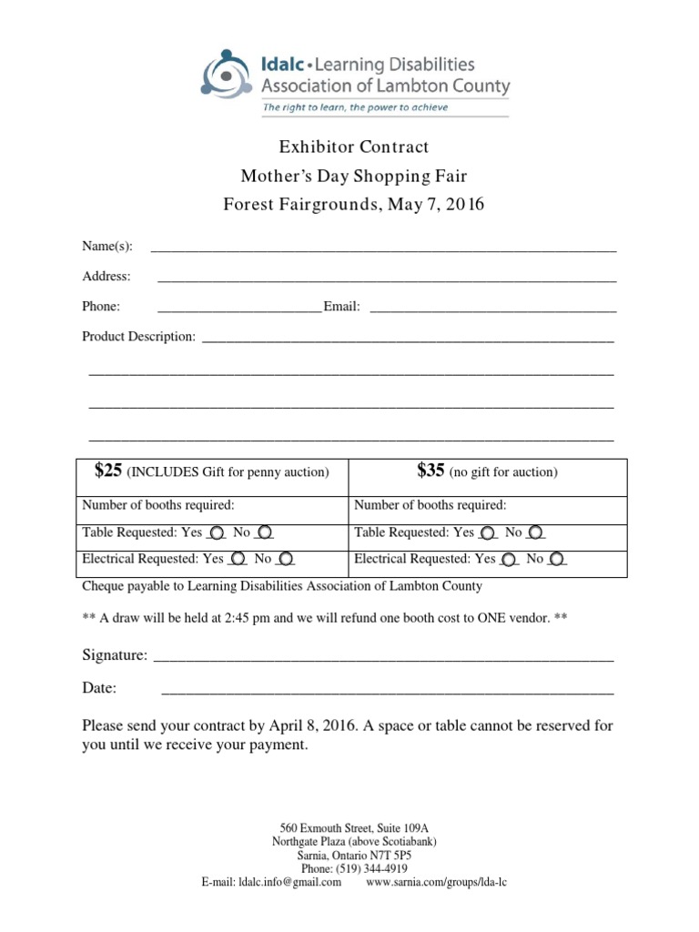 Exhibitor Contract Fillable | PDF