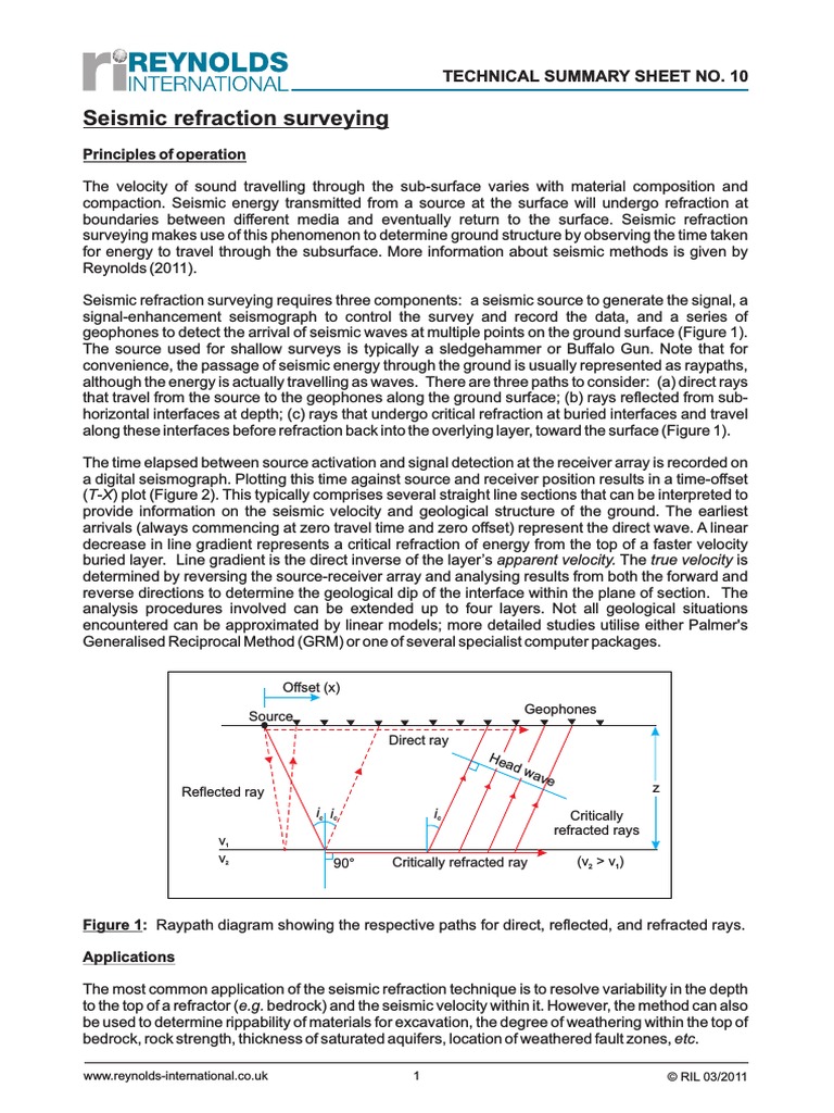 10 Tss Seismic Refraction | PDF | Reflection Seismology | Refraction