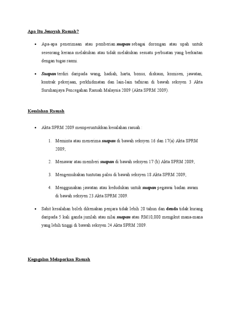 Apa Itu Jenayah Rasuah | PDF